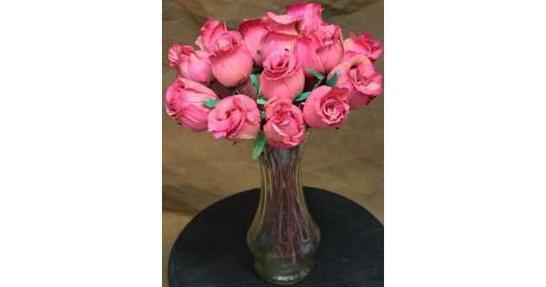 Dried Pink Roses | Corn Husk Flowers for Sale | Fake Roses for Sale